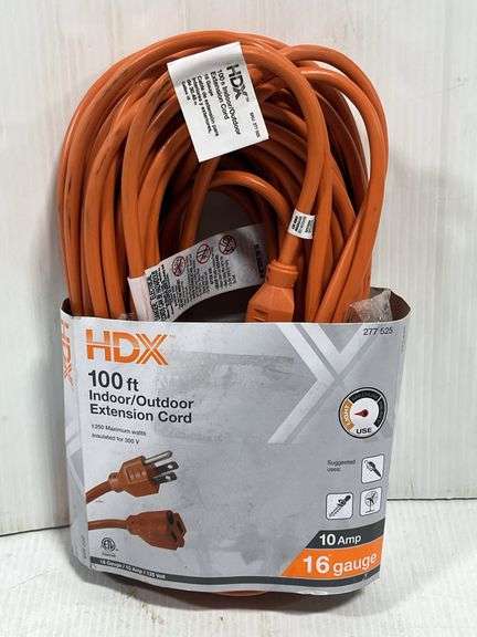 HDX 100' indoor/outdoor extension cord, new - Albrecht Auction Service