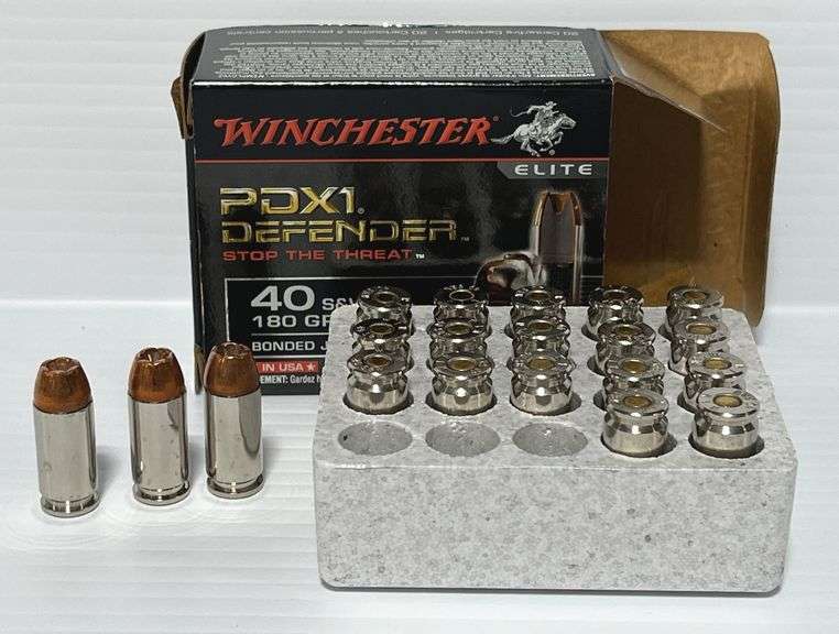 (20) Rounds of Winchester 40 S&W, 180-grain PDX1 Defender bonded ...