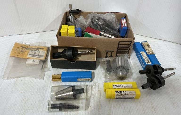 Taps, chucks, keys for chuck, bits, and more, many unused, in cases and ...