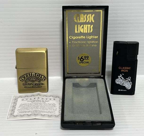 (2) Zippo lighters: Sturgis Bike Week, Old 1838 and Classic Iron, new - Albrecht Auction Service