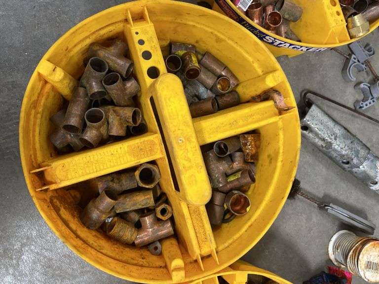 5-Gallon divided bucket of copper fittings and valves, never used, good ...