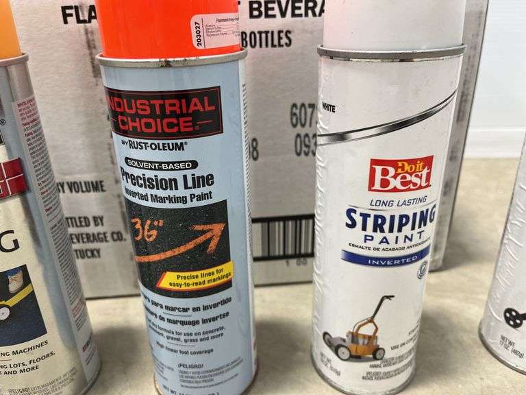 Spray paints, includes: (6) White inverted, (2) Yellow inverted, and ...