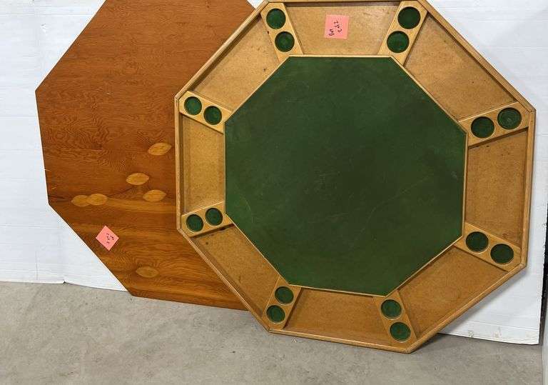 Older folding octagon poker table, with plywood top to convert to a ...