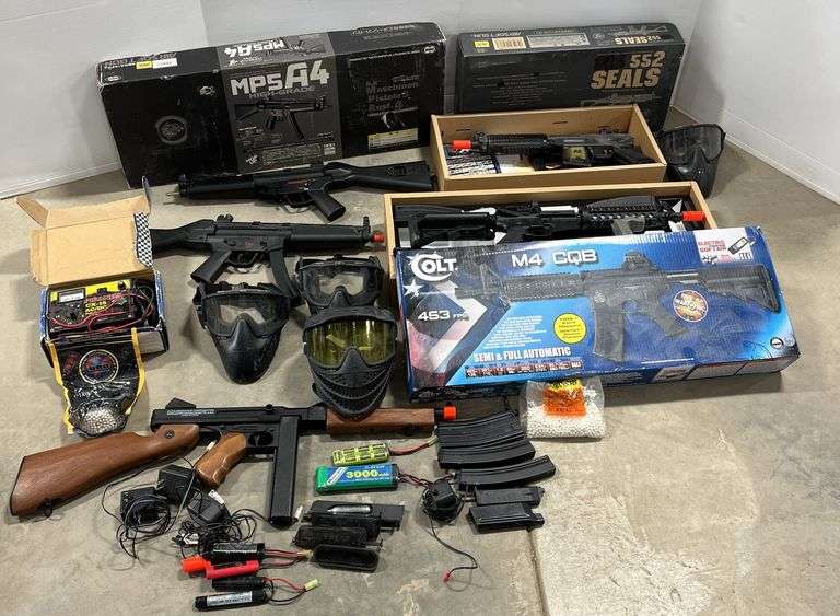 (5) Battery powered airsoft rifles, all batteries and chargers, (5 ...