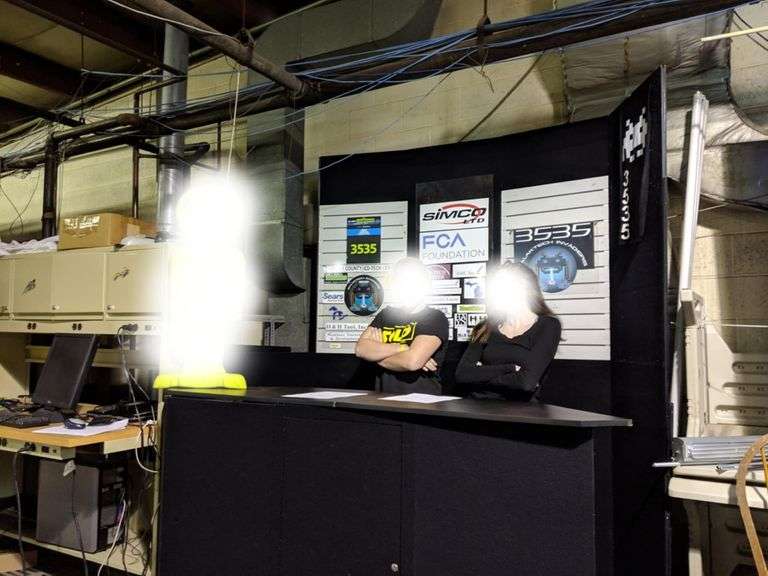 Nimlok trade show display, includes counter and folding panel display ...