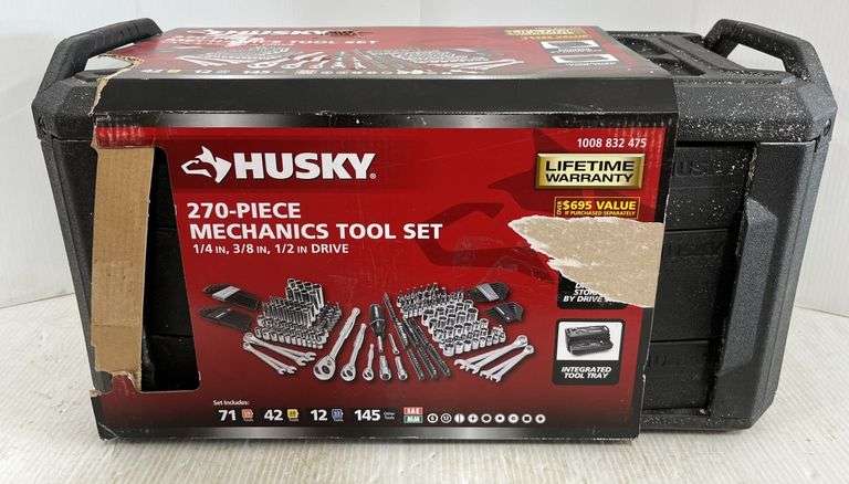 Husky 270-piece mechanics tool set, includes: 1/4", 3/8", and 1/2 ...