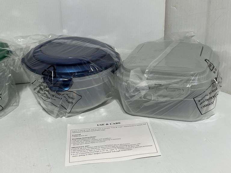 (6) Lock-N-Lock storage containers, includes: 4- Round bowls with lids ...