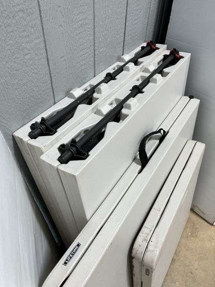 Set of (4) foldable Lifetime tables, 4'-6', have wear - Albrecht ...