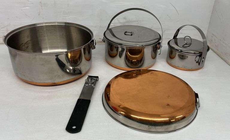 6-Piece copper bottom cookware, 10 1/2"Dia, appears to be very lightly ...