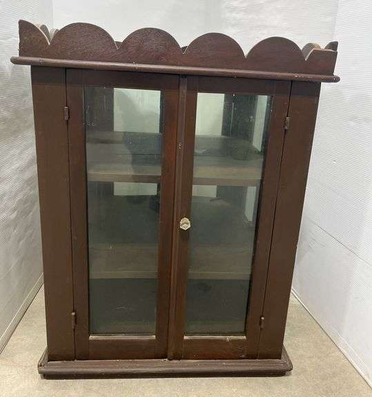 Antique primitive display cabinet with glass doors, 25"W x 24"D x 31"H ...