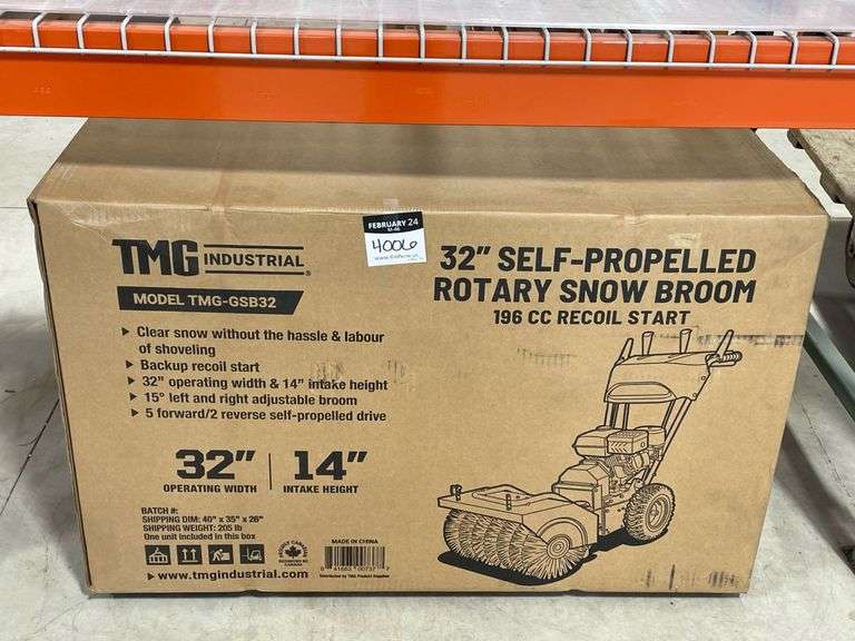 TMG Industrial 32" all-season surface rotary brush/snow broom, self ...