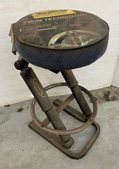 Monroe Shocks and Struts Shop Stool, Poor Condition - Albrecht Auction ...