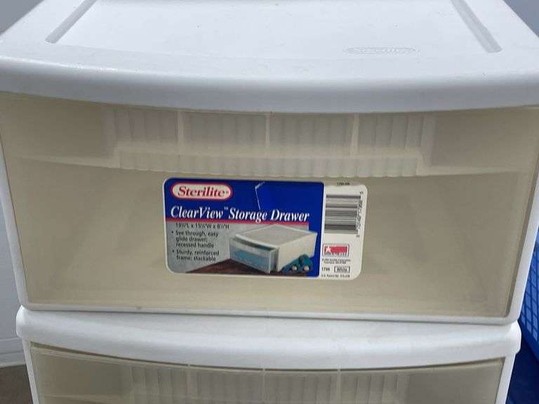 (3) Sterilite stackable drawers, 19 3/4"L x 15 3/4" x 8 1/2"H; 10 ...