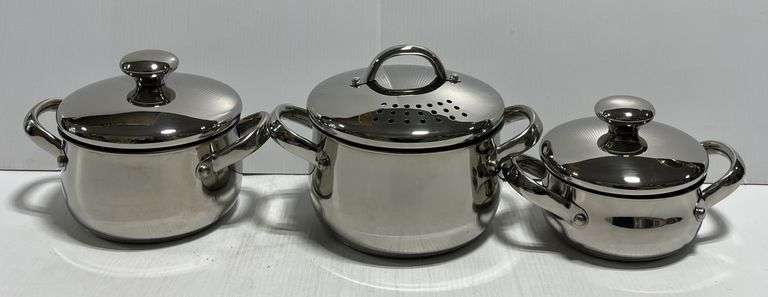 Cooks Essentials pot and pans, include: 2-Quart with lid, 3-Quart with ...