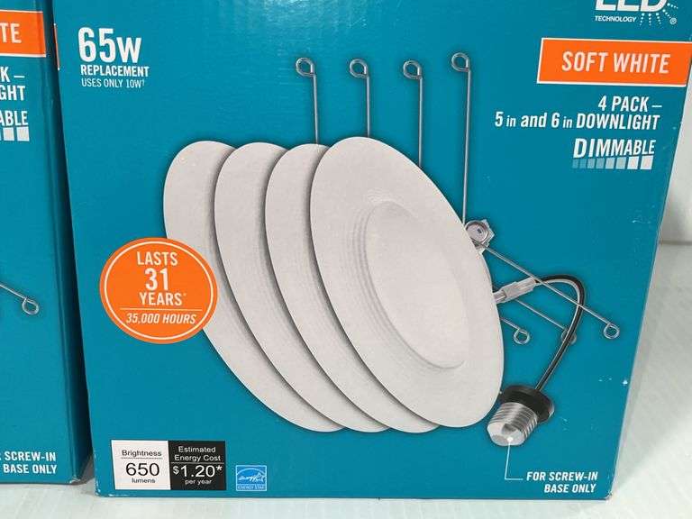 (2) 4-Packs of Ecosmart 65W LED soft white downlights, new - Albrecht ...