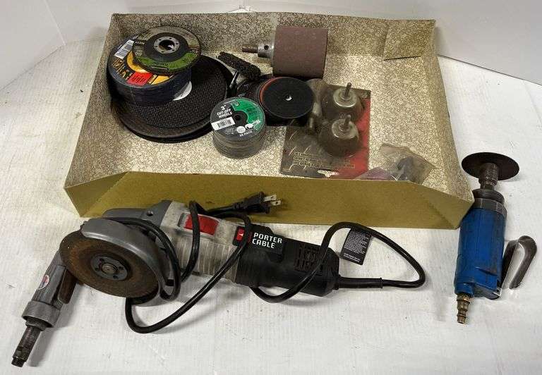 Porter Cable disc grinder, (2) Pneumatic grinder, various grinding ...