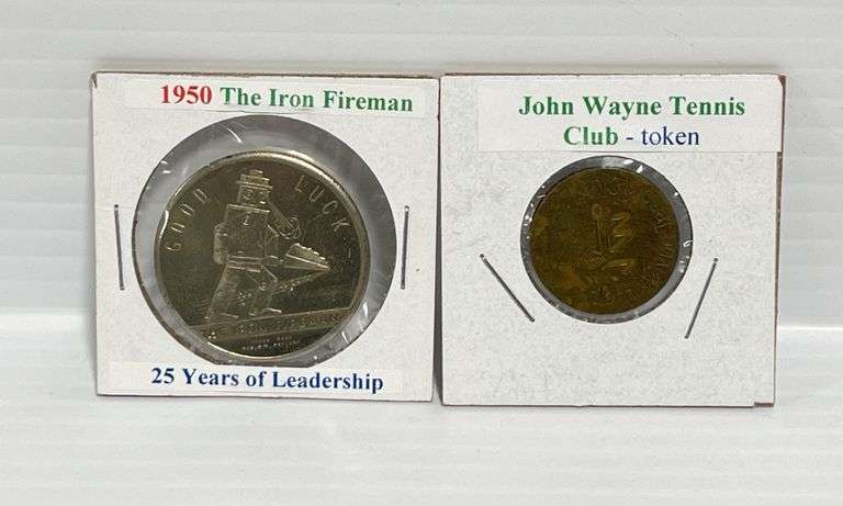 1950 The Iron Fireman and John Wayne tennis club tokens - Albrecht ...