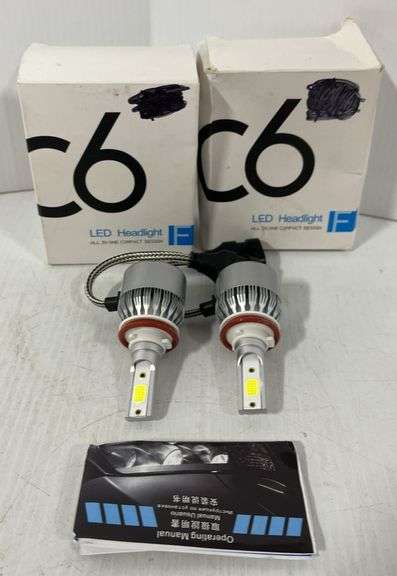 (4) H8/H9/H11 LED headlights, 3 1/2" box, NOS - Albrecht Auction Service