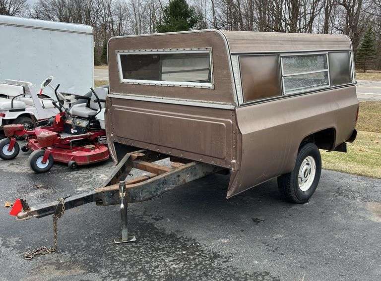 1980's Chevy square body truck box trailer with matching topper, 8' bed ...
