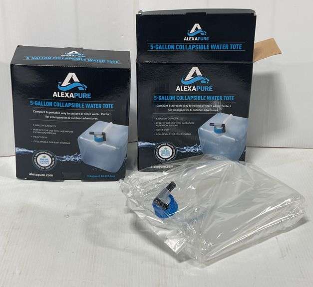 (2) Alexa Pure 5-gallon collapsible water totes, NIB - Albrecht Auction ...