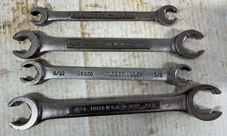 4-Piece SAE Craftsman and Easco flare nut wrench set, 3/8" to 7/8 ...