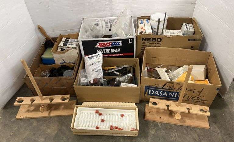 (5) Boxes of test tubes, holders, parts, blood kits, and more ...