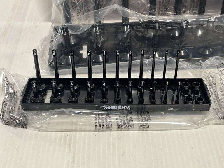 Husky 3-piece SAE socket rack set, include: 1/4", 3/8", and 1/2" racks ...