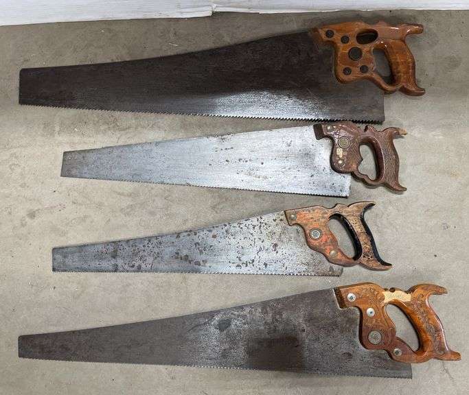 Wood hand saws, various sizes and TPI, all antique, 80-140 years old ...