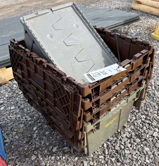 (5) Flap-top storage totes, 22" x 18" x 14" - Albrecht Auction Service