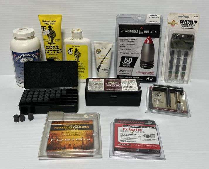 MPSC. Muzzleloader items, include: Primers, American Pioneer powder ...