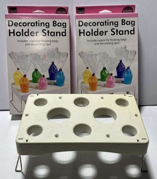 (2) Decorating bag holder stands, keep icing close at hand, new, never ...