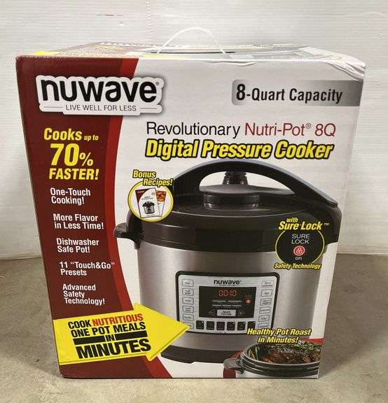 Nuwave 8-quart digital pressure cooker, box- 13 3/4"W x 14 1/8"D x 16 1 ...