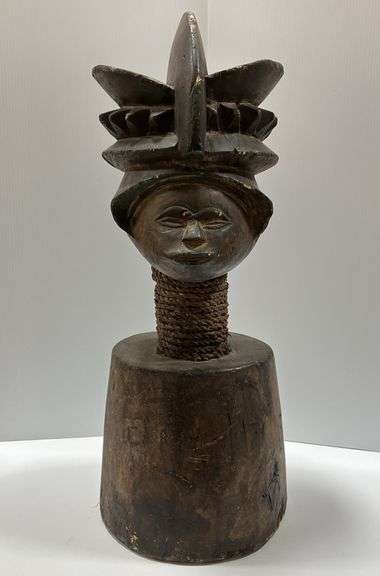 Authentic African statue, antique with real rope, 26"H, some chips ...