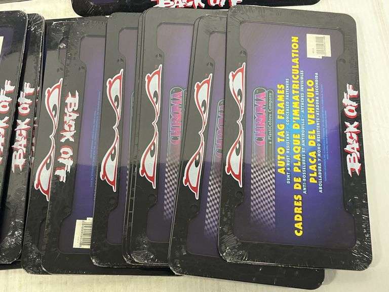 (30) "Back Off" license plate frames, 12"W, new - Albrecht Auction Service