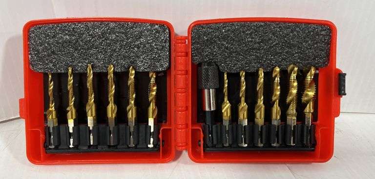 13-Piece drill tap bit set, 3-in-1 coated screw tapping bit tool for ...