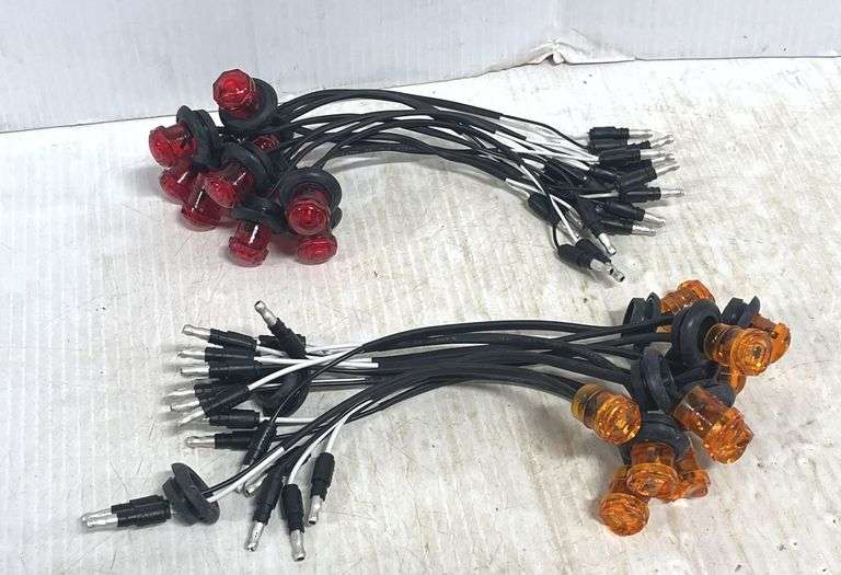 (20) 3/4" Round LED rubber mount mini marker lights, includes: 10- Red ...
