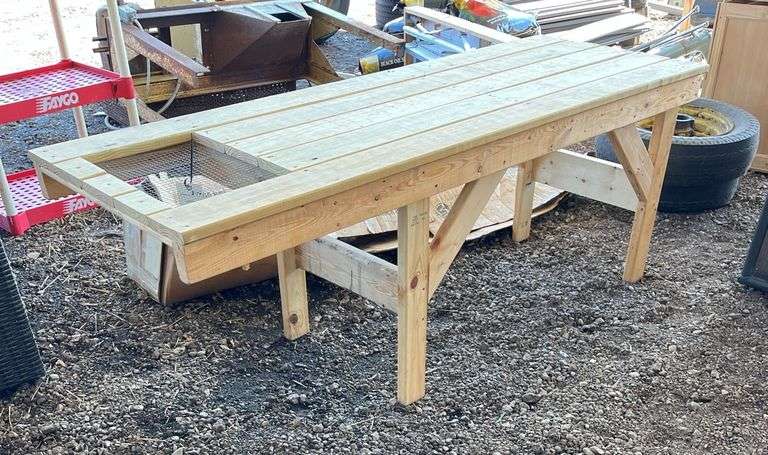 Gardener's/potting bench with mesh screen, 28"W x 80"L x 30"H, was used ...