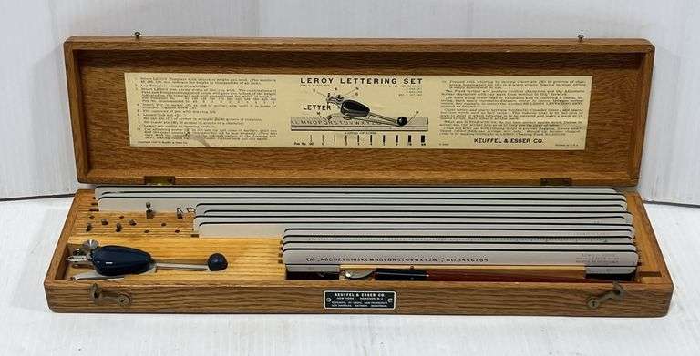 Keuffel and Esser Co. drafting leroy lettering set in wooden storage ...