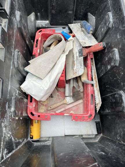 Stanley rolling toolbox with some cement tools, mobile job chest, great ...