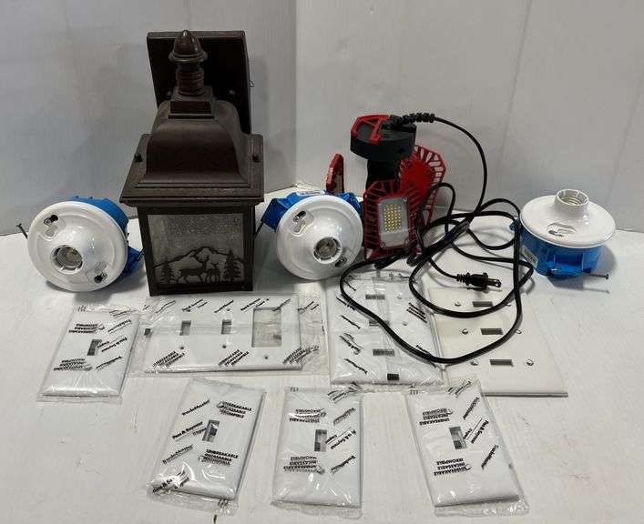 Bright 110V Utility Light, (3) Ceiling boxes, (7) Switch cover plates ...