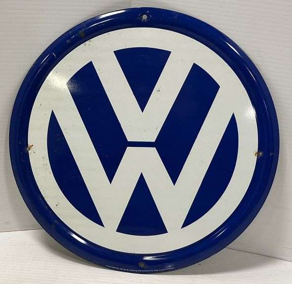Round metal VW sign, 12"Dia - Albrecht Auction Service