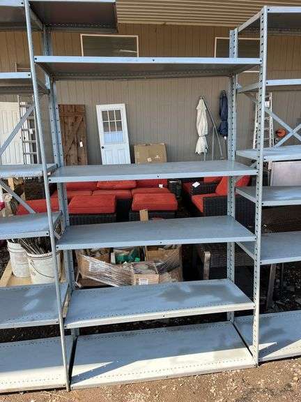 Commercial Hallowell shelving, bottom and top shelf, bolt together, heavy duty, 10'2"L x 7'3'H ...