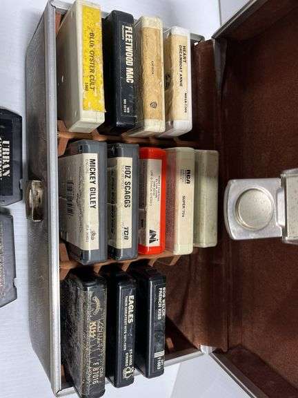 Case with 8-Track tapes, case- 13"W x 6 1/2"D x 6"H, good - Albrecht ...