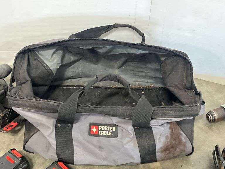 (3) Piece Porter Cable tool set with bag, (2) batteries, and charger ...