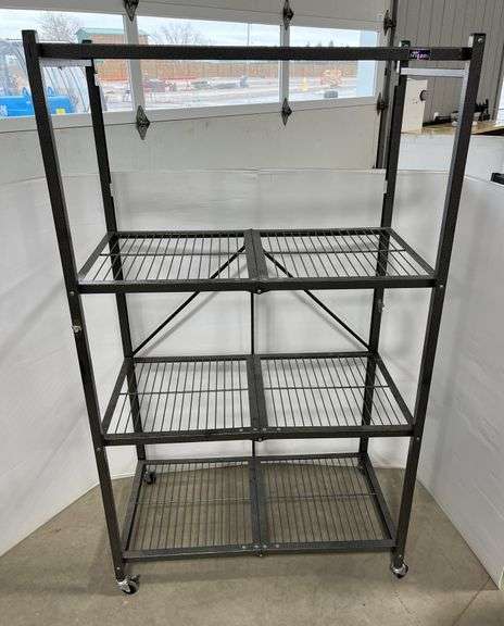 Folding/rolling metal shelf hammered metal finish, approx. 36"W x 20 1/ ...