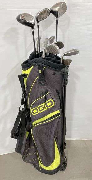 Men's right-handed golf clubs in bag, include: 1, 3, and 5 Woods ...