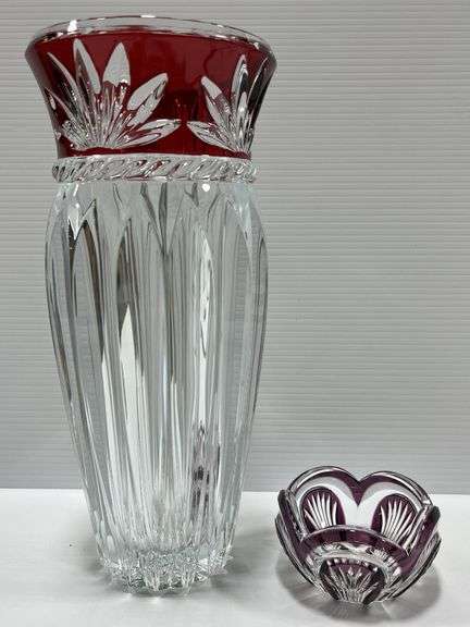 Bohemiae caesar crystal purple bowl hand cut to clear, made in Czech ...