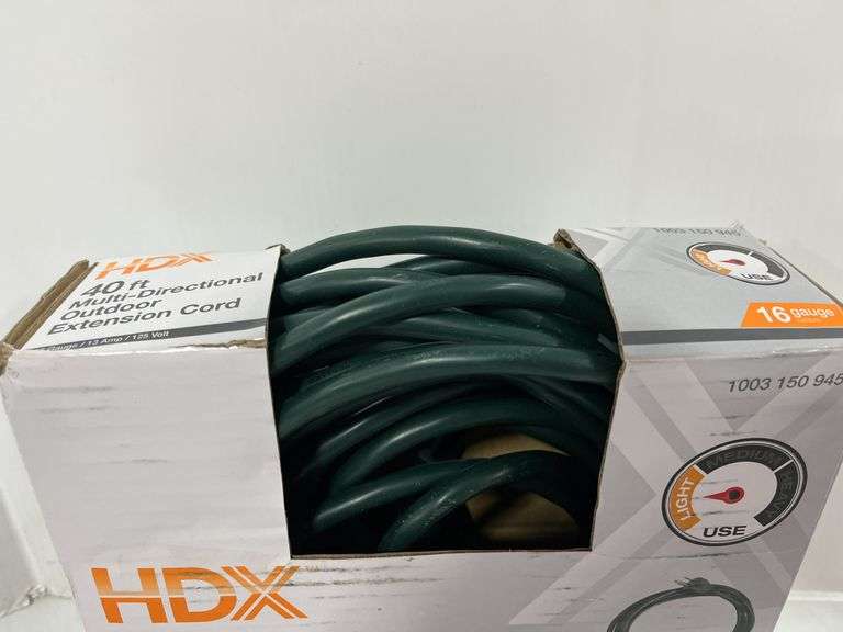 HDX multi-directional outdoor extension cord, 40'L, three seperate 6 ...