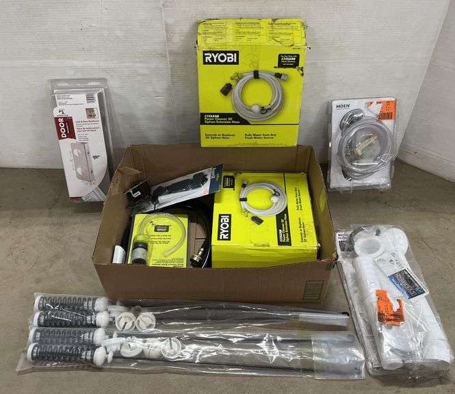 (2) RYOBI cleaner 20' siphon extension hose, unused; RYOBI bottle ...