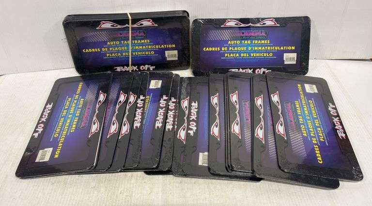 (30) "Back Off" license plate frames, 12"W, new - Albrecht Auction Service